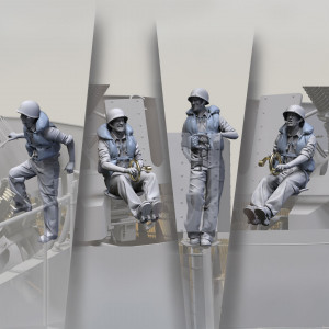 US NAVY 40MM QUAD BOFORS anti-aircraft gun crew with life jackets set ...